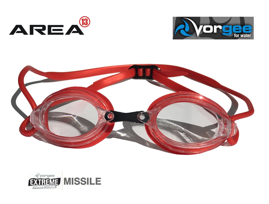 VORGEE MISSILE SWIMMING GOGGLES, CLEAR LENS, METALIC RED, SWIMMING GOGGLES